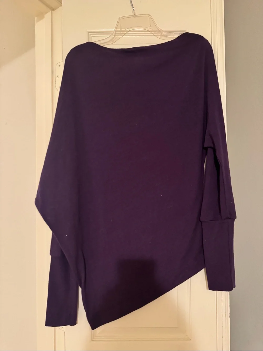 Double U | Tops | Deep Purple Long Sleeve Asymmetrical Boatneck Top ...